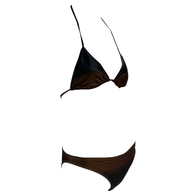 S/S 1997 Gucci by Tom Ford Brown Ombré Tie Bikini Set For Sale at 1stDibs
