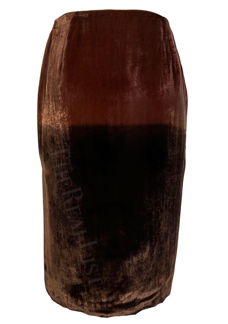 S/S 1997 Gucci by Tom Ford Brown Ombré Velvet Slit Skirt For Sale at ...