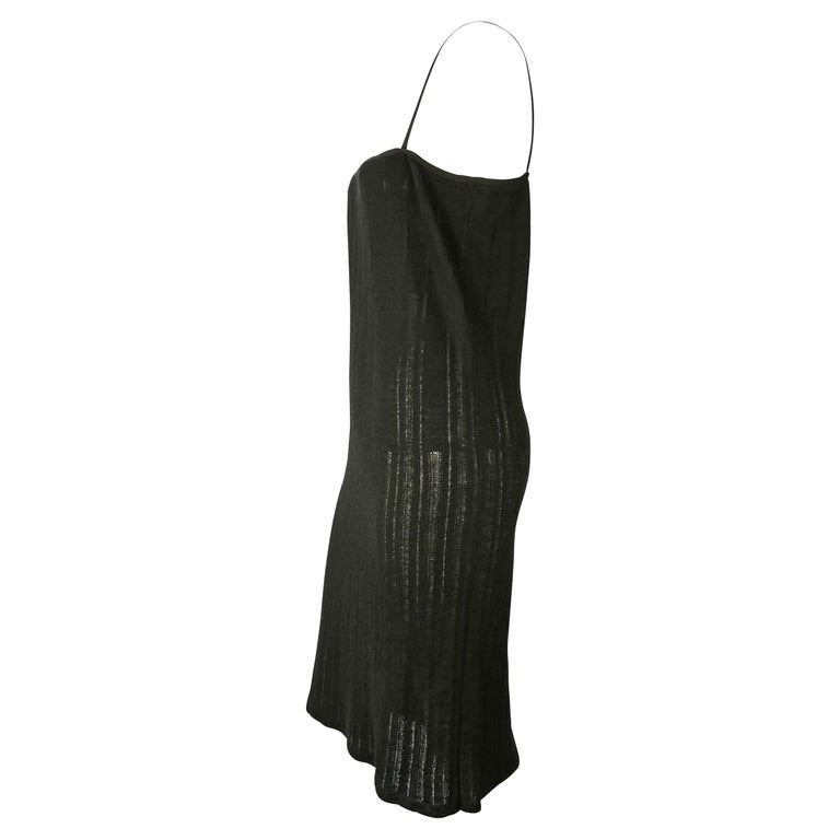 S/S 1997 Gucci by Tom Ford Runway Olive Green Sheer Knit Stretch Tube ...