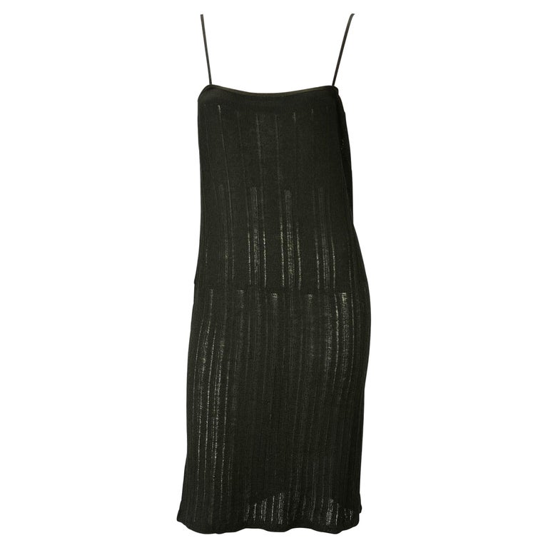 S/S 1997 Gucci by Tom Ford Runway Olive Green Sheer Knit Stretch Tube ...