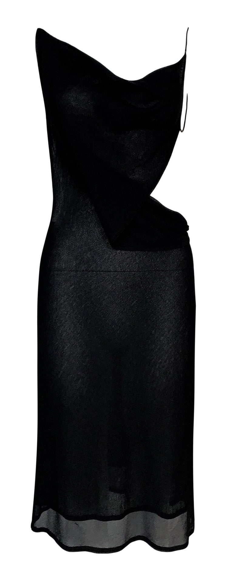 S/S 1997 Gucci Tom Ford Ad Sheer Black Backless Chain Straps Dress For ...