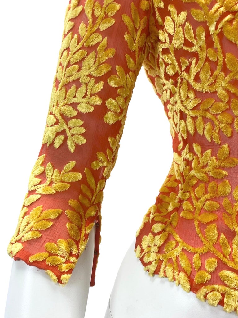 S/S 1997 Vintage Gianni Versace Couture Floral Devore Velvet Shirt For ...