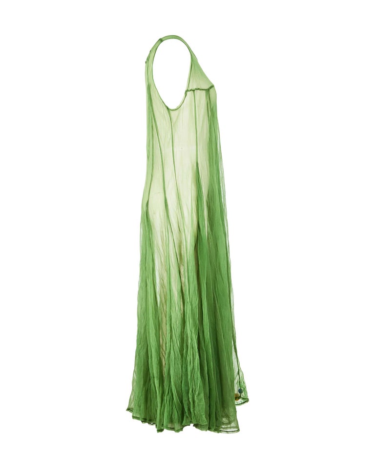 S/S 1997 Yohji Yamamoto Moss Green Sheer Mesh Maxi Dress For Sale at ...