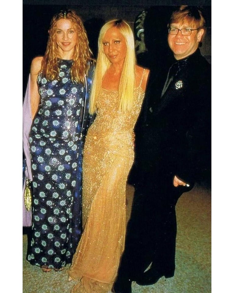 S/S 1998 Gianni Versace Medusa Purple Embroidered Silk Cutout Evening ...