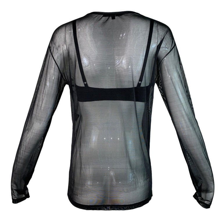 S/S 1998 Gucci Black Crystal G Logo Bra and Sheer Mesh Top Set at ...