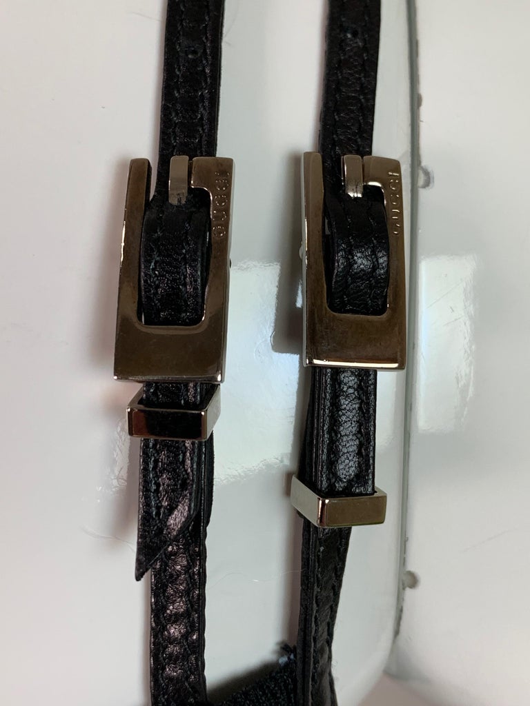 S/S 1998 Gucci by Tom Ford Black Knit Bodycon Double Leather Strap Top ...