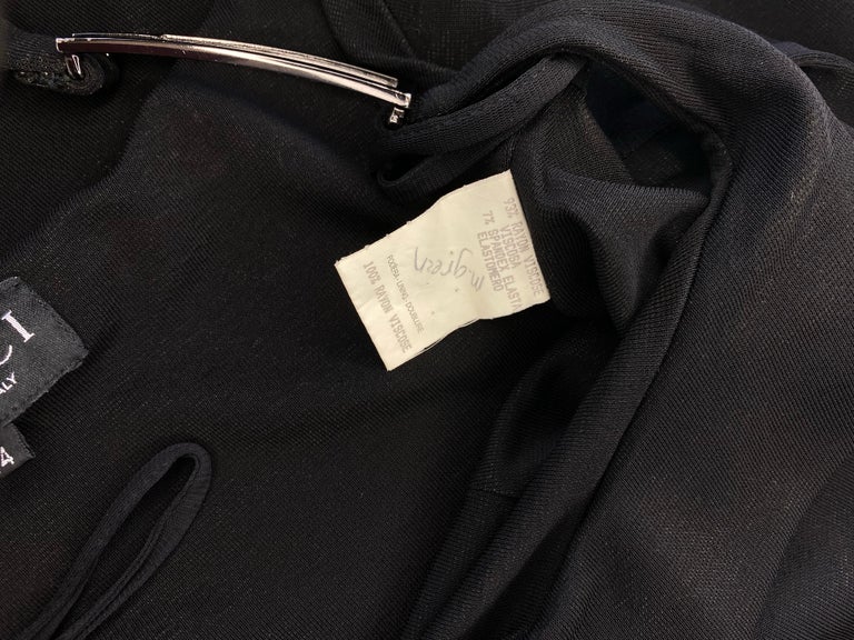 S/S 1998 Gucci by Tom Ford Black Metallic G Buckle Asymmetric Mini ...