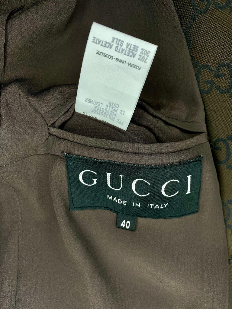 S/S 1998 Gucci by Tom Ford Brown GG Monogram Alligator Trim Blazer For ...