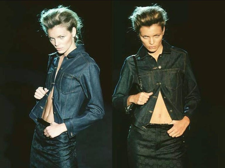 S/S 1998 Gucci by Tom Ford GG Monogram Black Cotton Silk Shoulder Pad ...