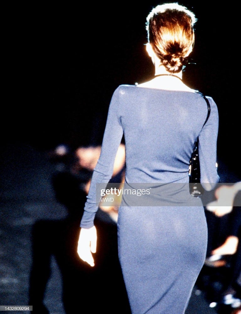 S/S 1998 Gucci by Tom Ford Leather Strap Black Knit Runway Dress For ...