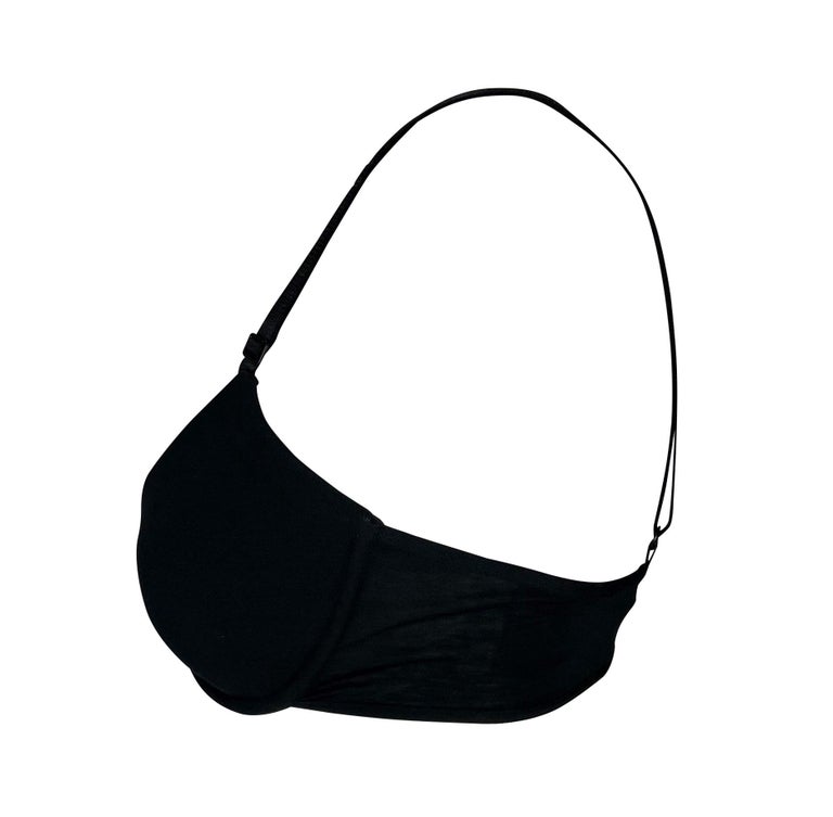 S/S 1998 Gucci by Tom Ford Rhinestone G Logo Black Satin Bra For Sale ...