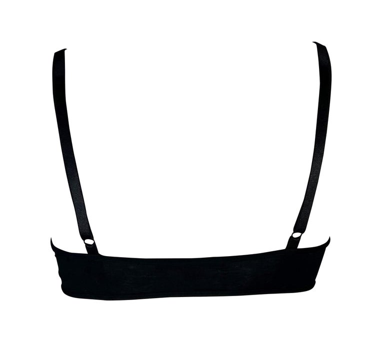 S/S 1998 Gucci by Tom Ford Rhinestone G Logo Black Satin Bra For Sale ...