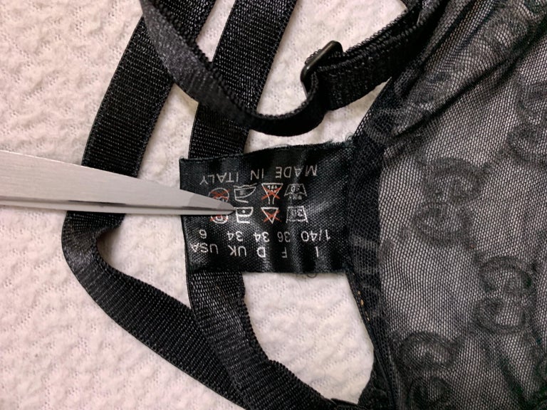 S/S 1998 Gucci by Tom Ford Runway Black Raised Logo Monogram Crystal ...