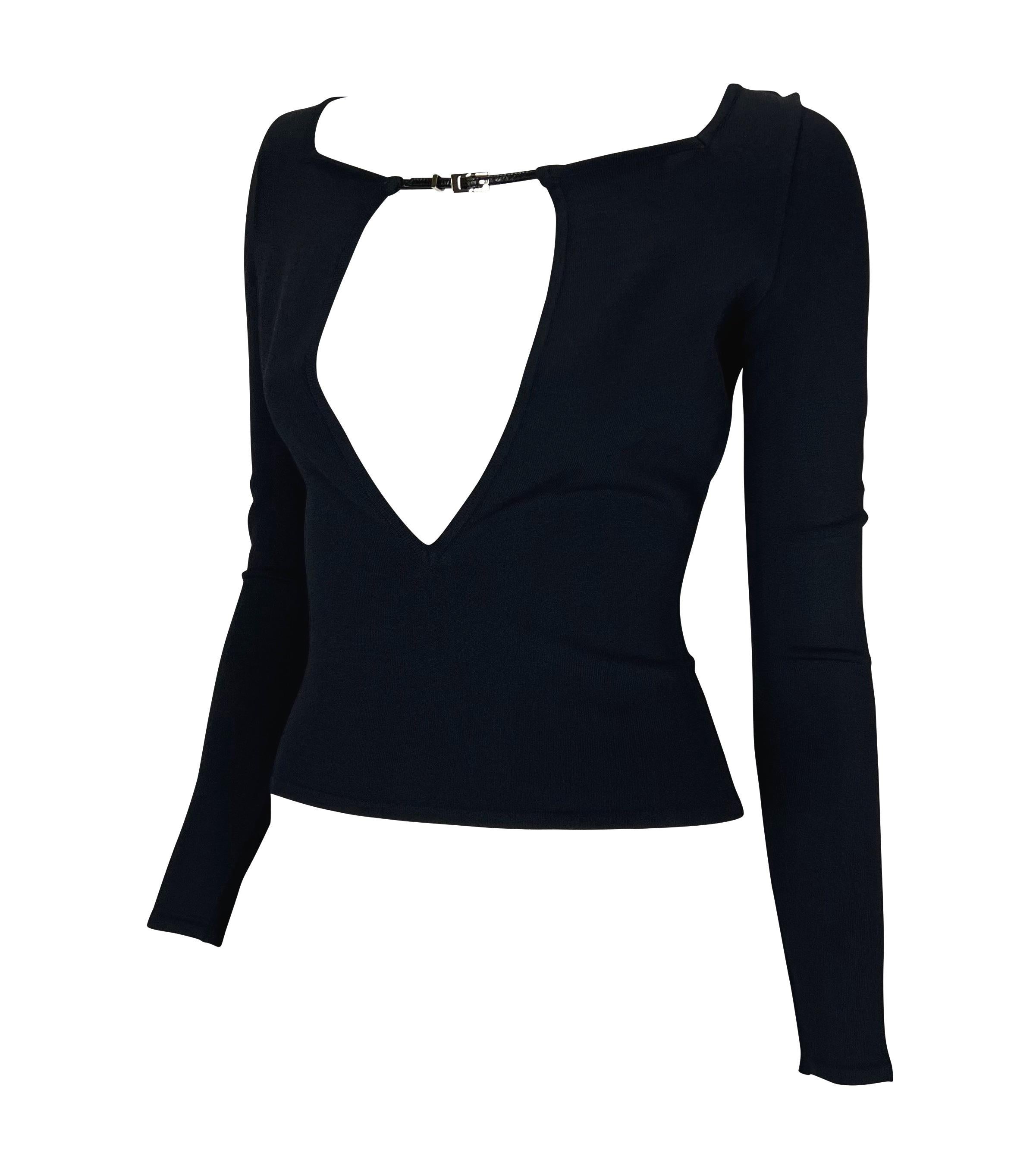 S/S 1998 Gucci by Tom Ford Runway G Logo Buckle Navy Stretch Knit Top ...