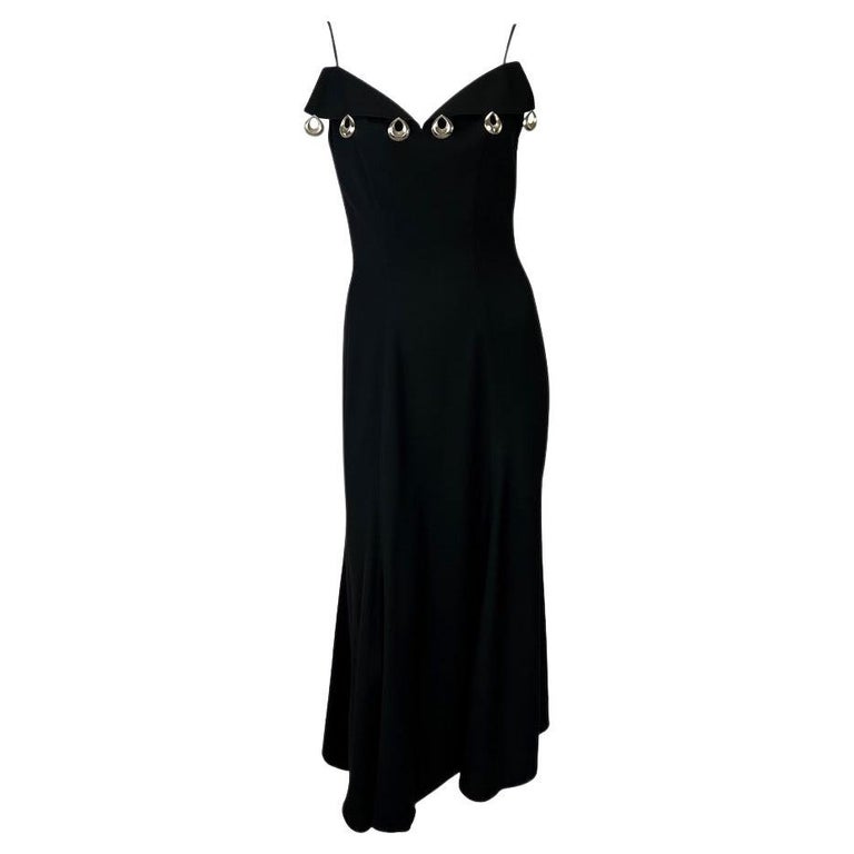 S/S 1998 Thierry Mugler Black Pendant Structured Bust Full Length Dress ...