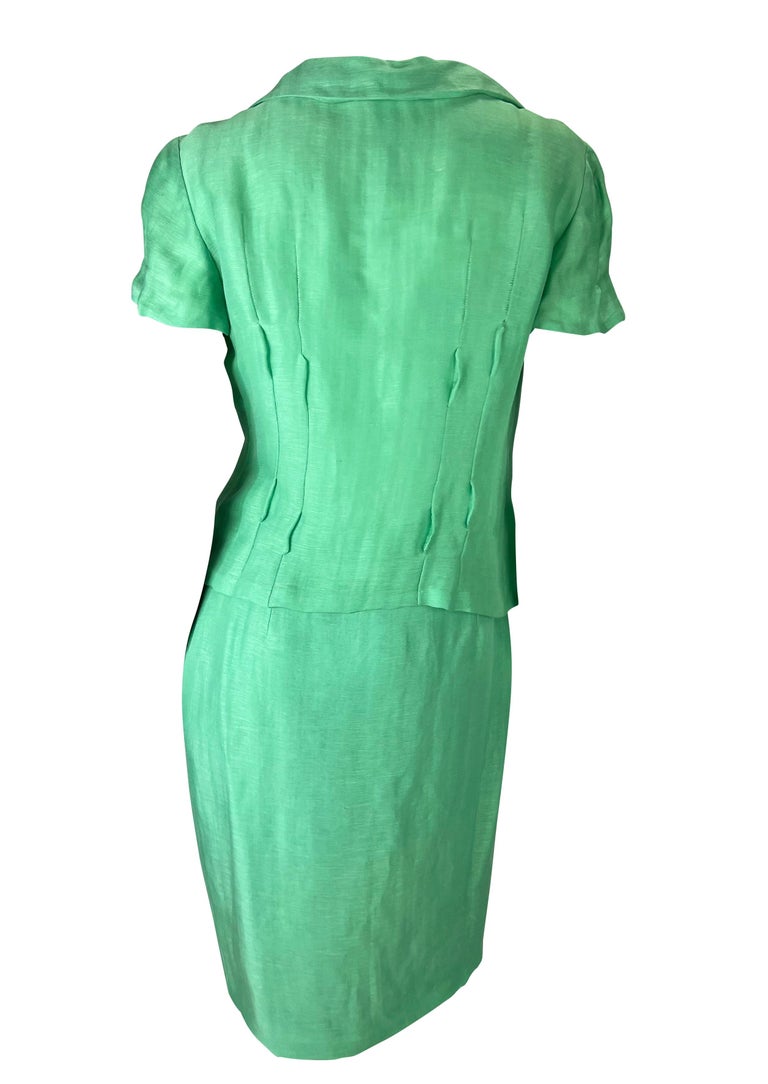 S/S 1999 Gianni Versace by Donatella Runway Ad Seafoam Green Linen Silk ...