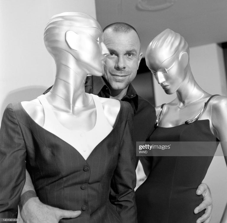 S/S 1999 Thierry Mugler Runway Sculptural Abstract Brooch Strap Navy ...