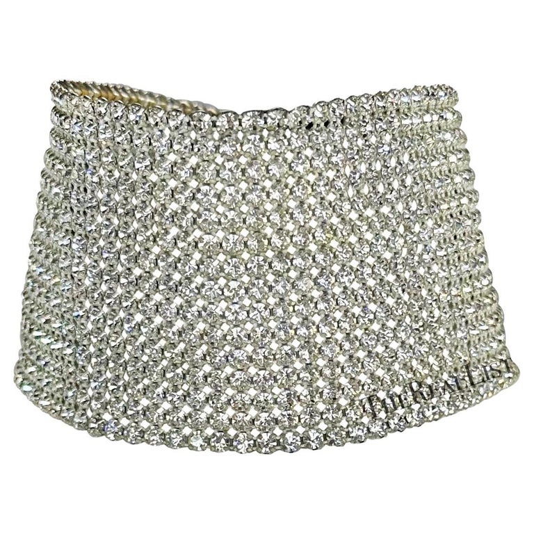 S/S 2000 Dolce and Gabbana Silver Rhinestone Extra Wide Choker Necklace ...