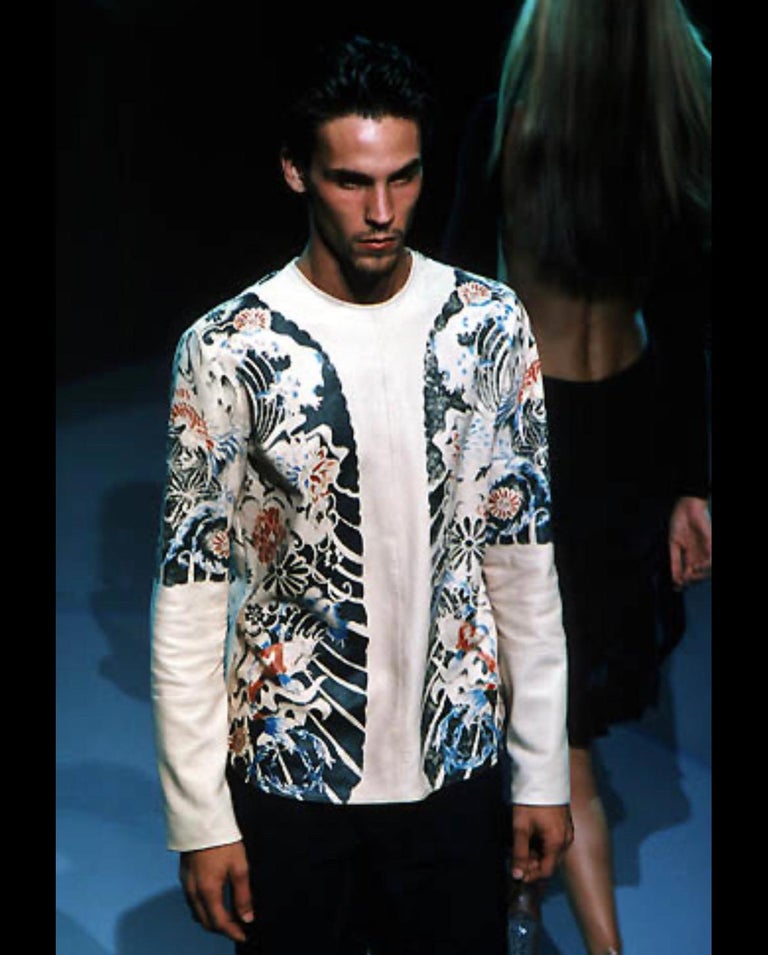 S/S 2000 Gianni Versace by Donatella Beige Floral Chinoiserie Slip ...