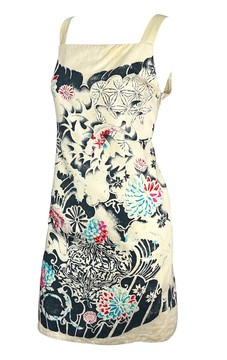 S/S 2000 Gianni Versace by Donatella Beige Floral Chinoiserie Slip ...