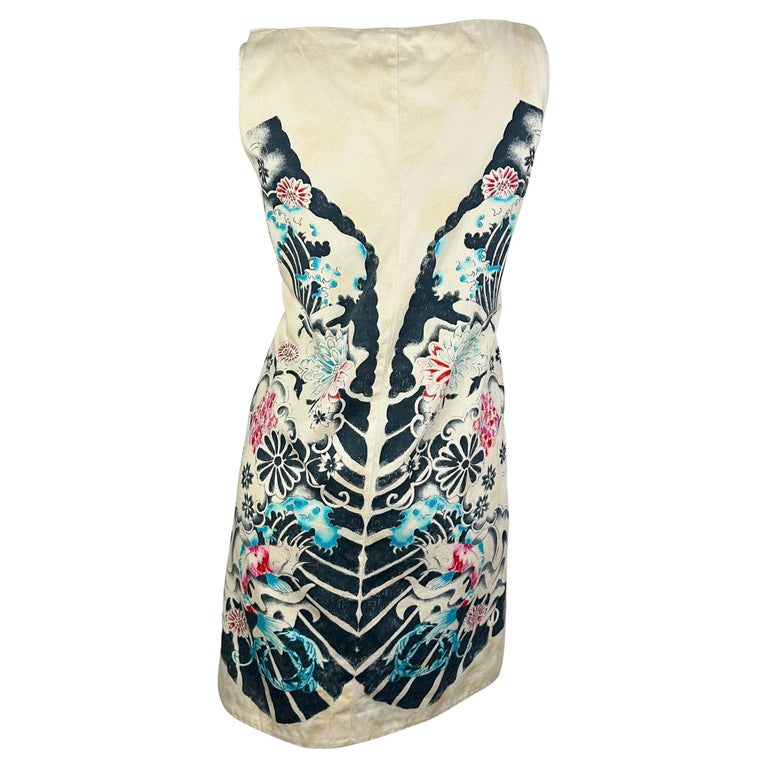 S/S 2000 Gianni Versace by Donatella Beige Floral Chinoiserie Slip ...