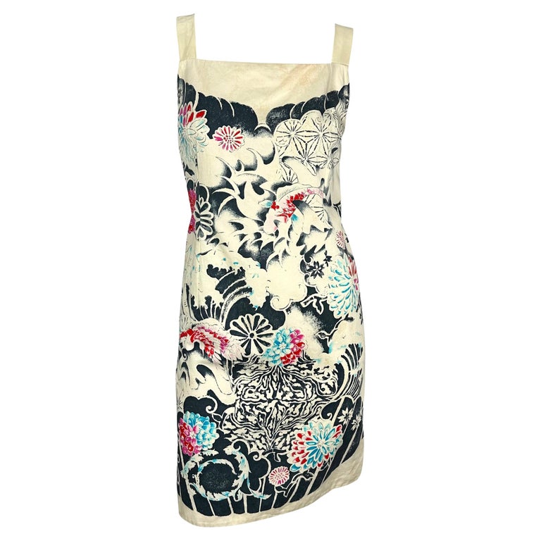 S/S 2000 Gianni Versace by Donatella Beige Floral Chinoiserie Slip ...