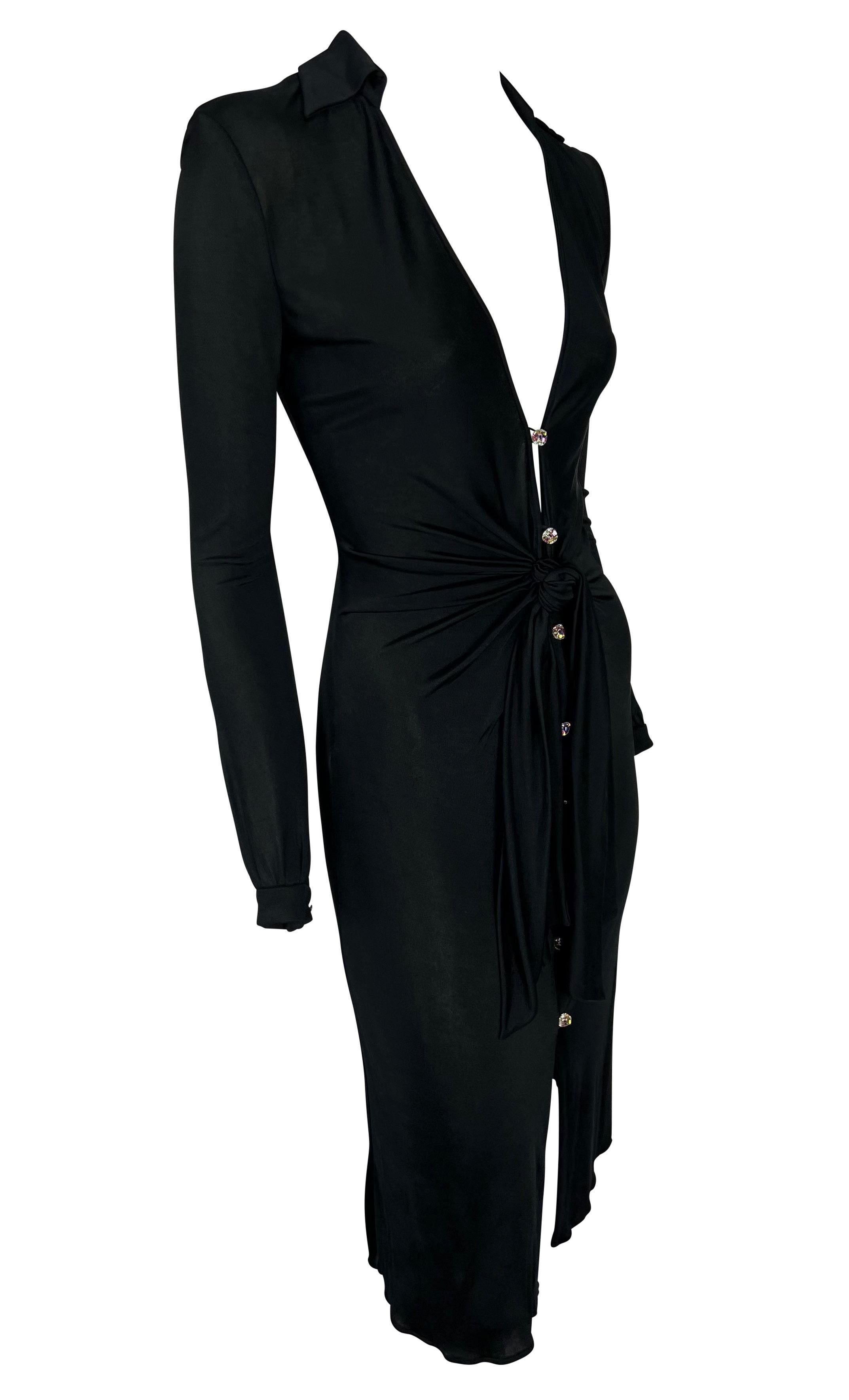 S/S 2000 Gianni Versace by Donatella Black Stretch Viscose Rhinestone ...