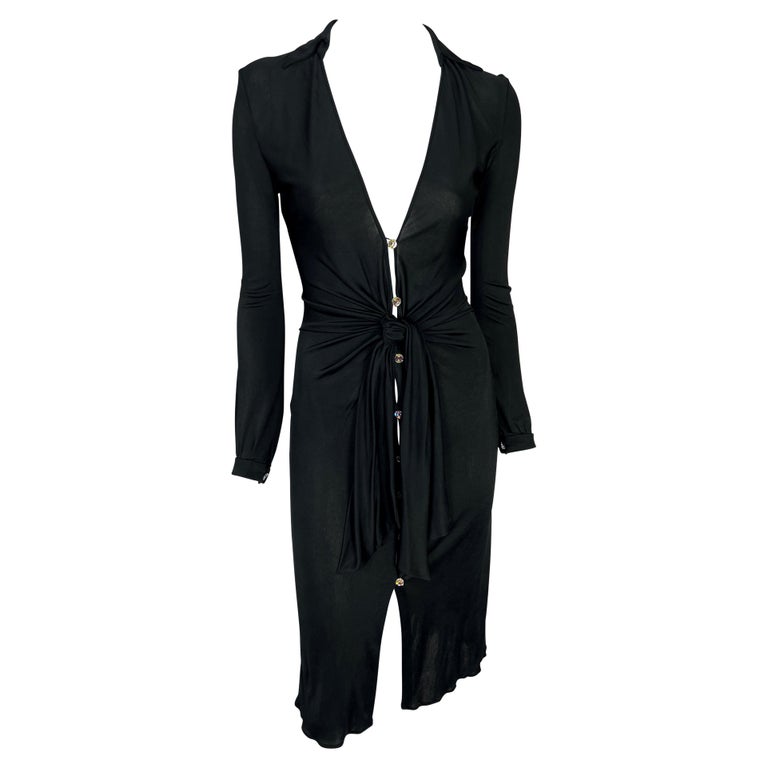 S/S 2000 Gianni Versace by Donatella Black Stretch Viscose Rhinestone ...