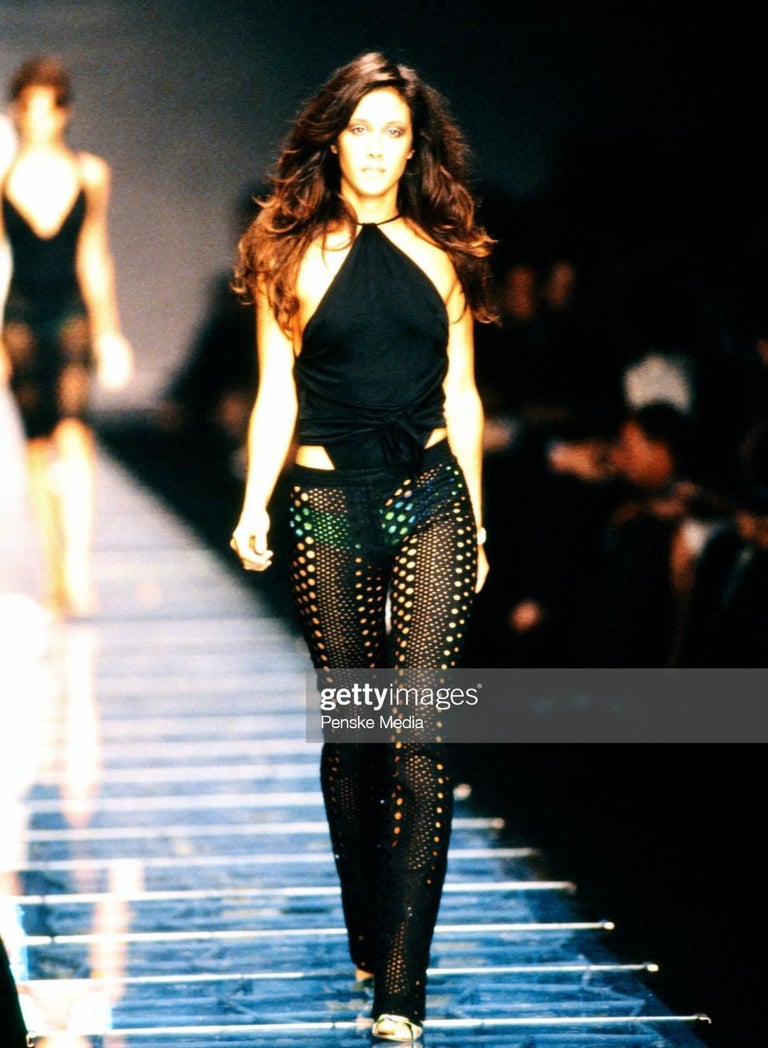 S/S 2000 Gianni Versace by Donatella Runway Purple Silk Tie Crop Tank ...