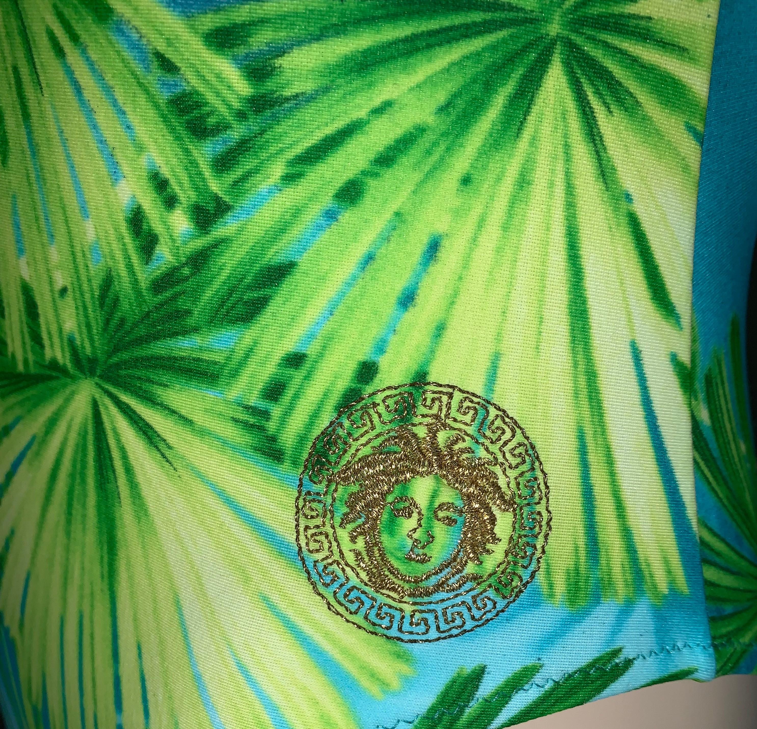 S/S 2000 Gianni Versace Famed Palm Tree Print Plunging Swimsuit ...