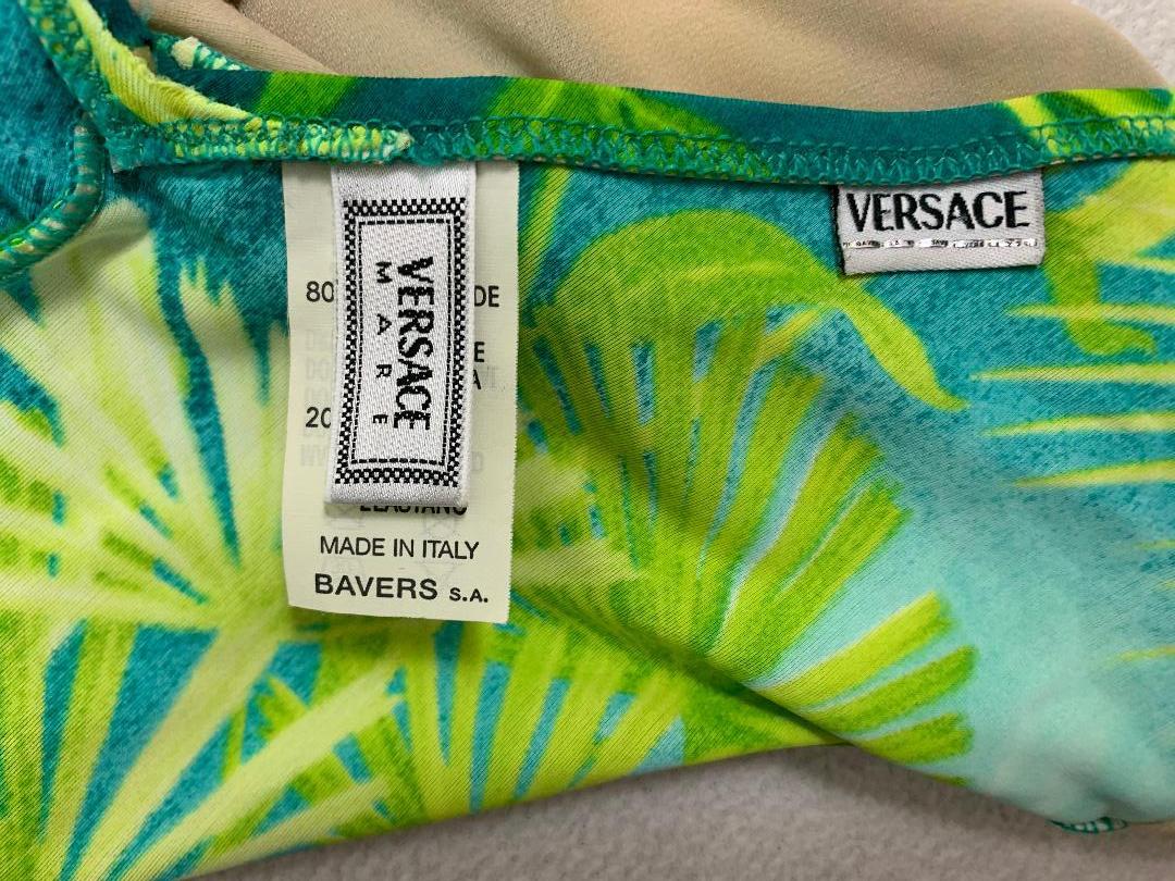 S/S 2000 Gianni Versace Famed Palm Tree Print Plunging Swimsuit ...