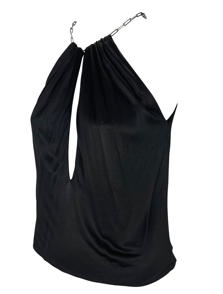 S/S 2000 Gucci by Tom Ford Chain Link Black Viscose Plunge Tank Top For ...