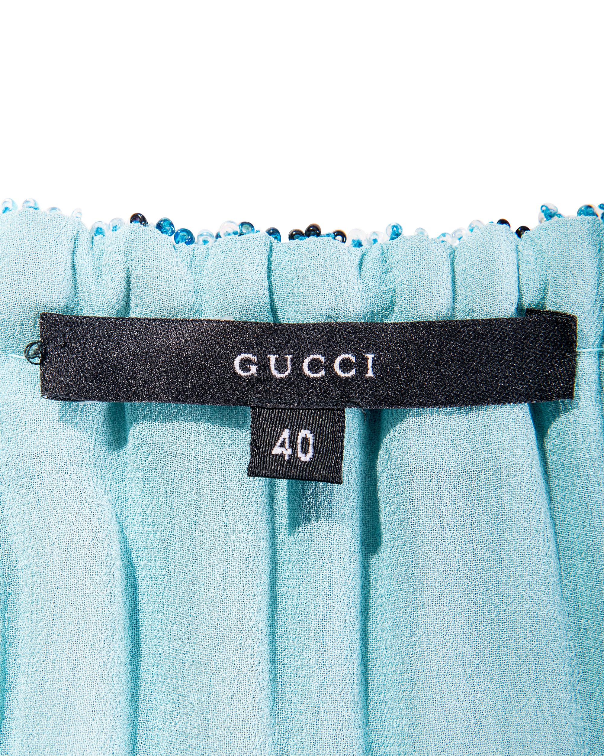 S/S 2000 Gucci by Tom Ford Fully Beaded Turquoise Snakeskin Pattern ...