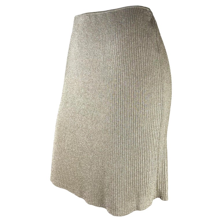 S/S 2000 Gucci by Tom Ford Silver Runway Metallic Stretch Knit Mini ...