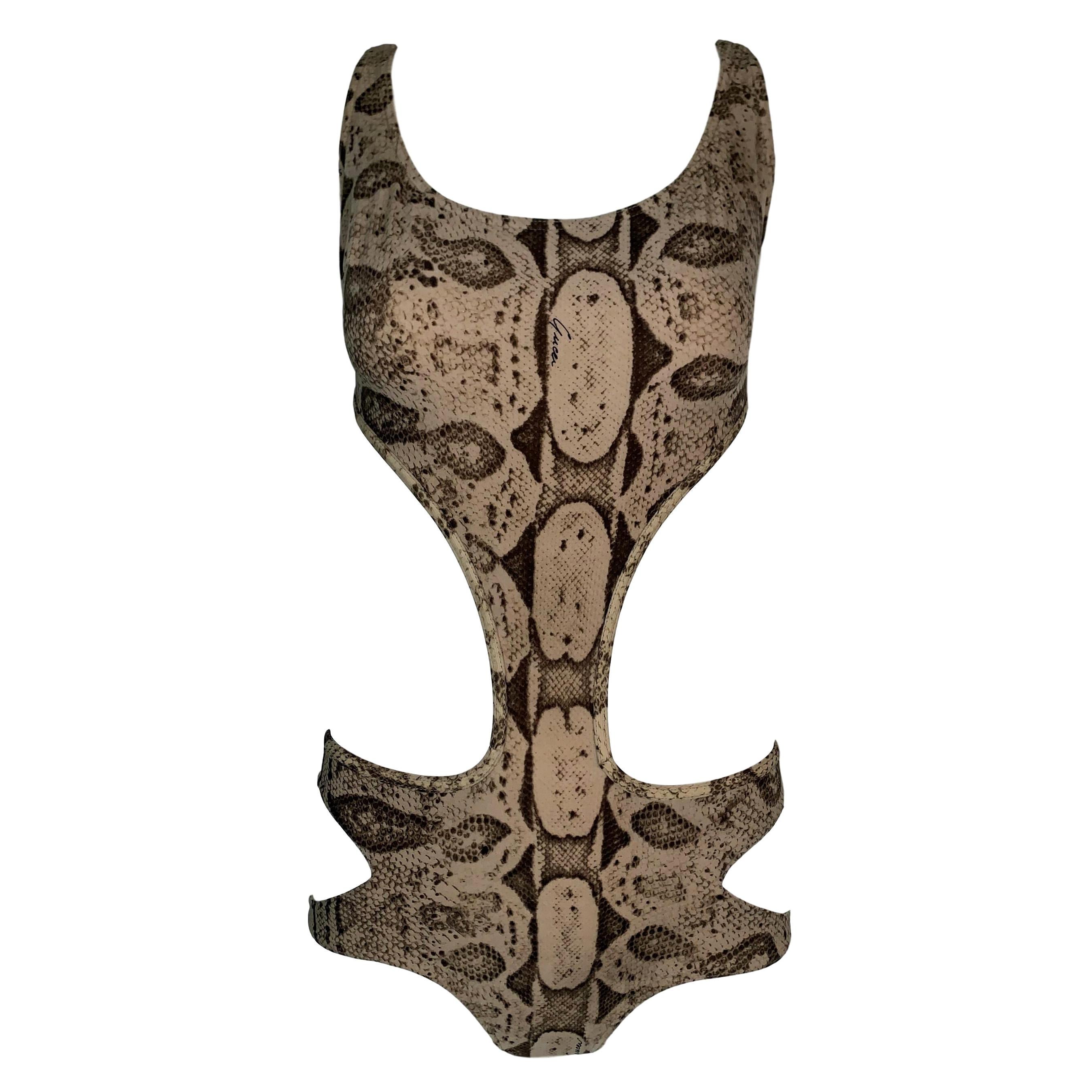 S/S 2000 Gucci Tom Ford Runway Snakeskin Print Cut-Out Monokini ...