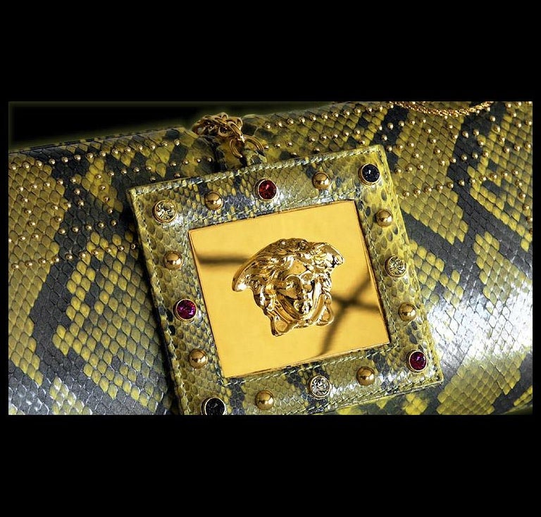 S/S 2000 Vintage Gianni Versace Embellished Python Clutch For Sale at ...