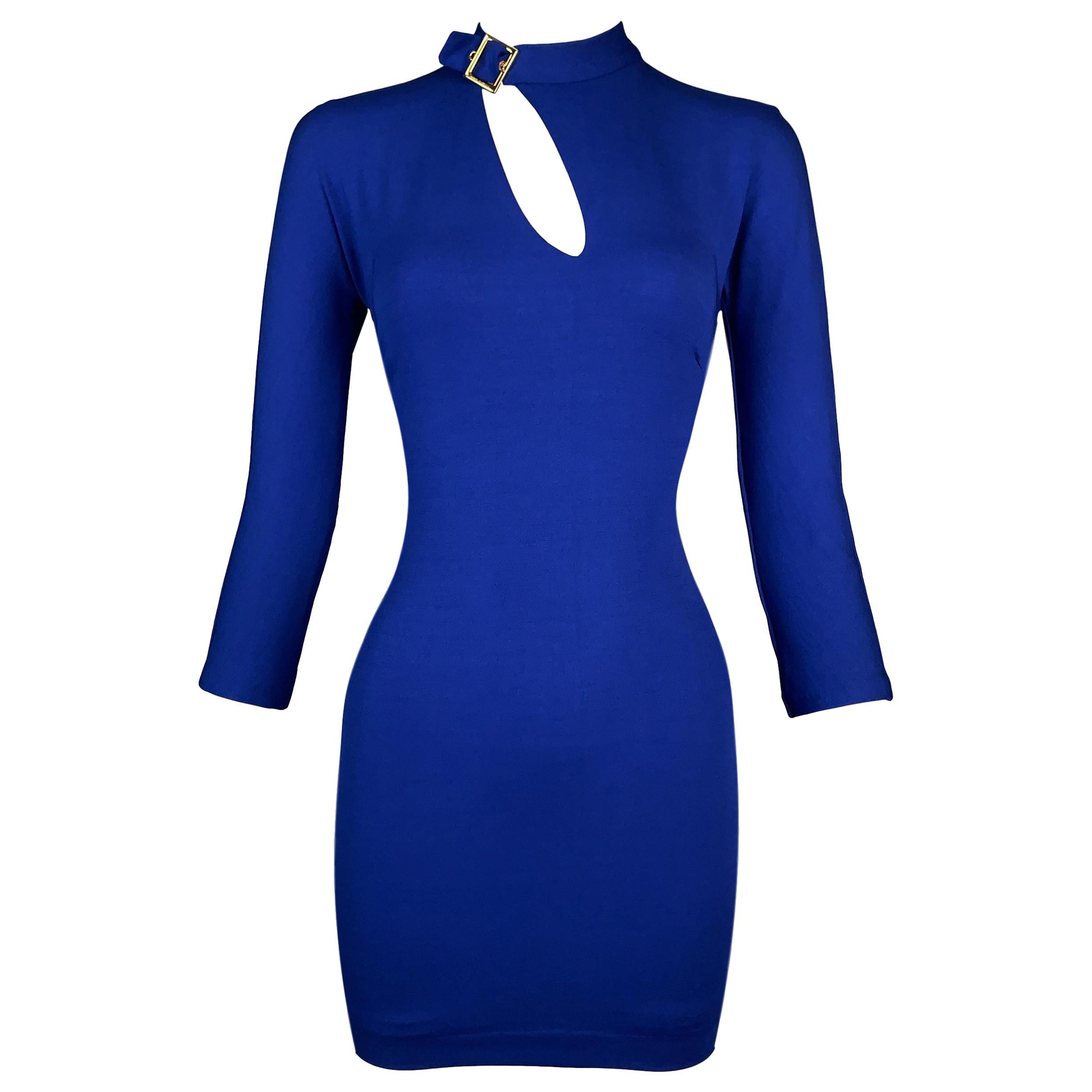 S/S 2001 Dolce and Gabbana Royal Blue Cut-Out Bodycon Mini Dress at 1stDibs