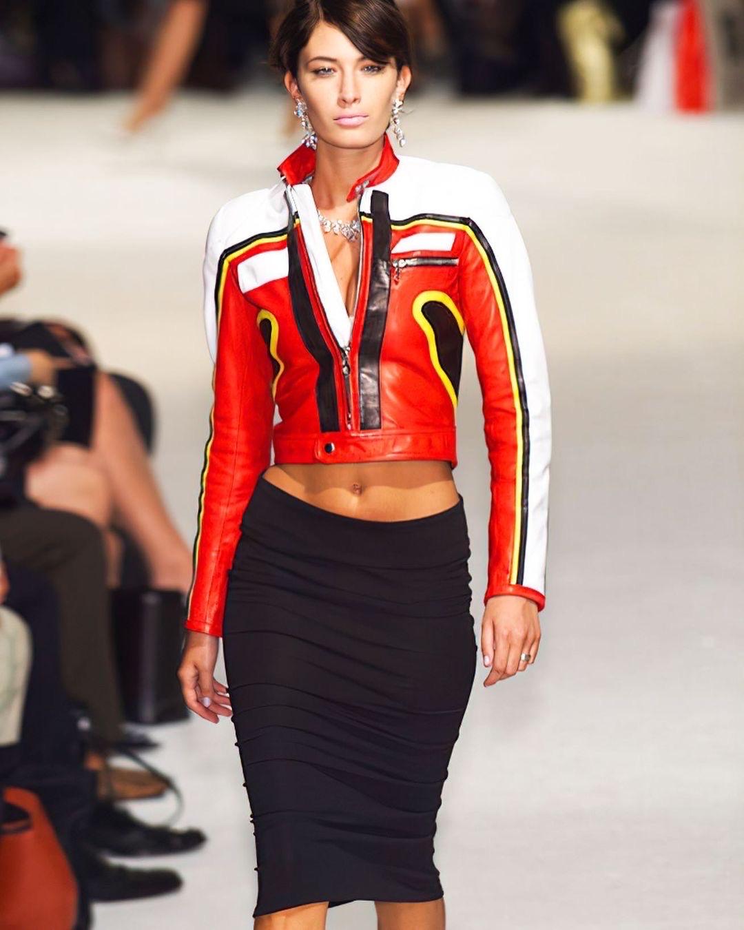 S/S 2001 Dolce and Gabbana runway red biker Leather Jacket For Sale at ...