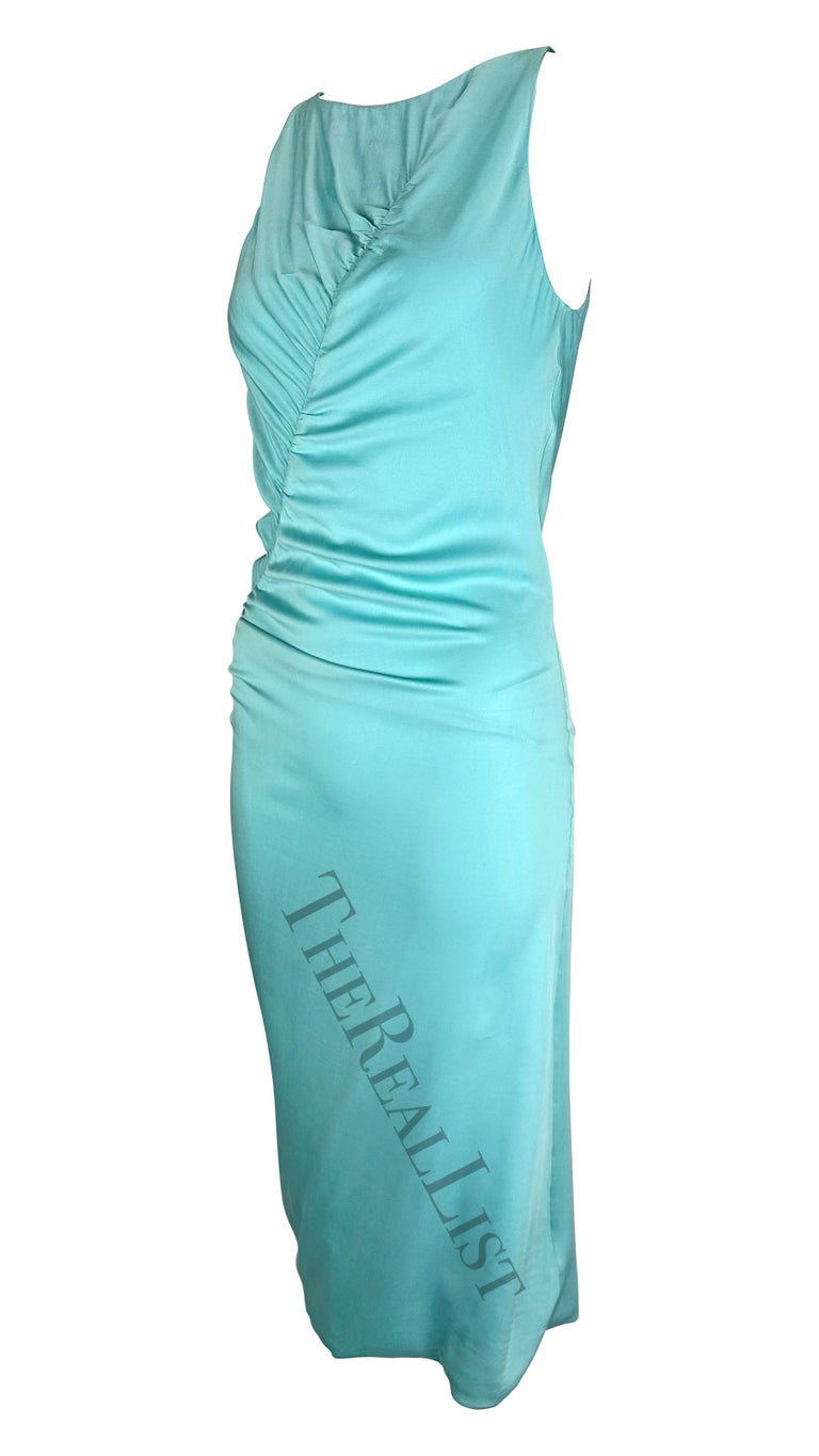 S/S 2001 Gucci by Tom Ford Baby Blue Ruched Sleeveless Dress For Sale ...
