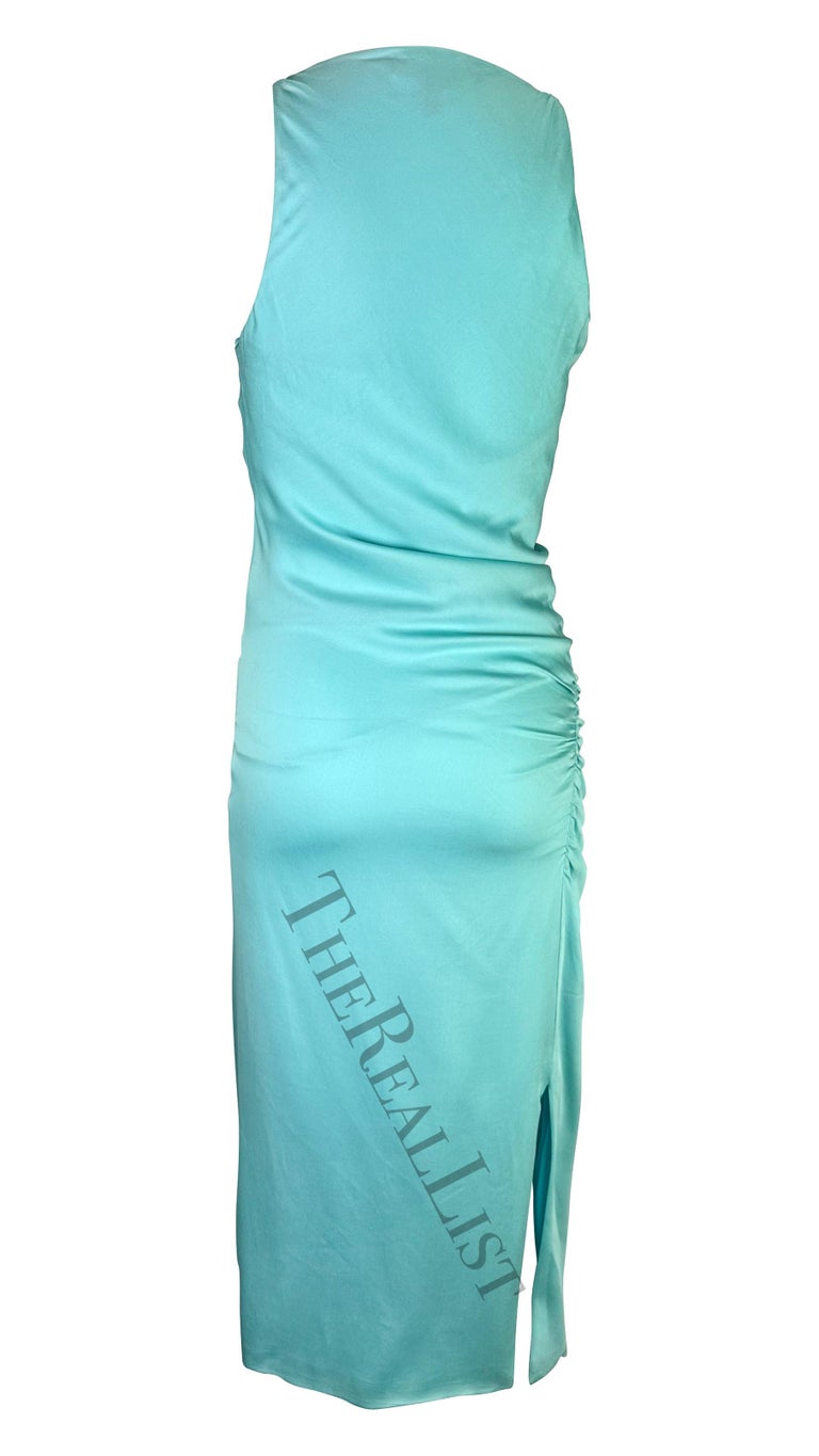 S/S 2001 Gucci by Tom Ford Baby Blue Ruched Sleeveless Dress For Sale ...