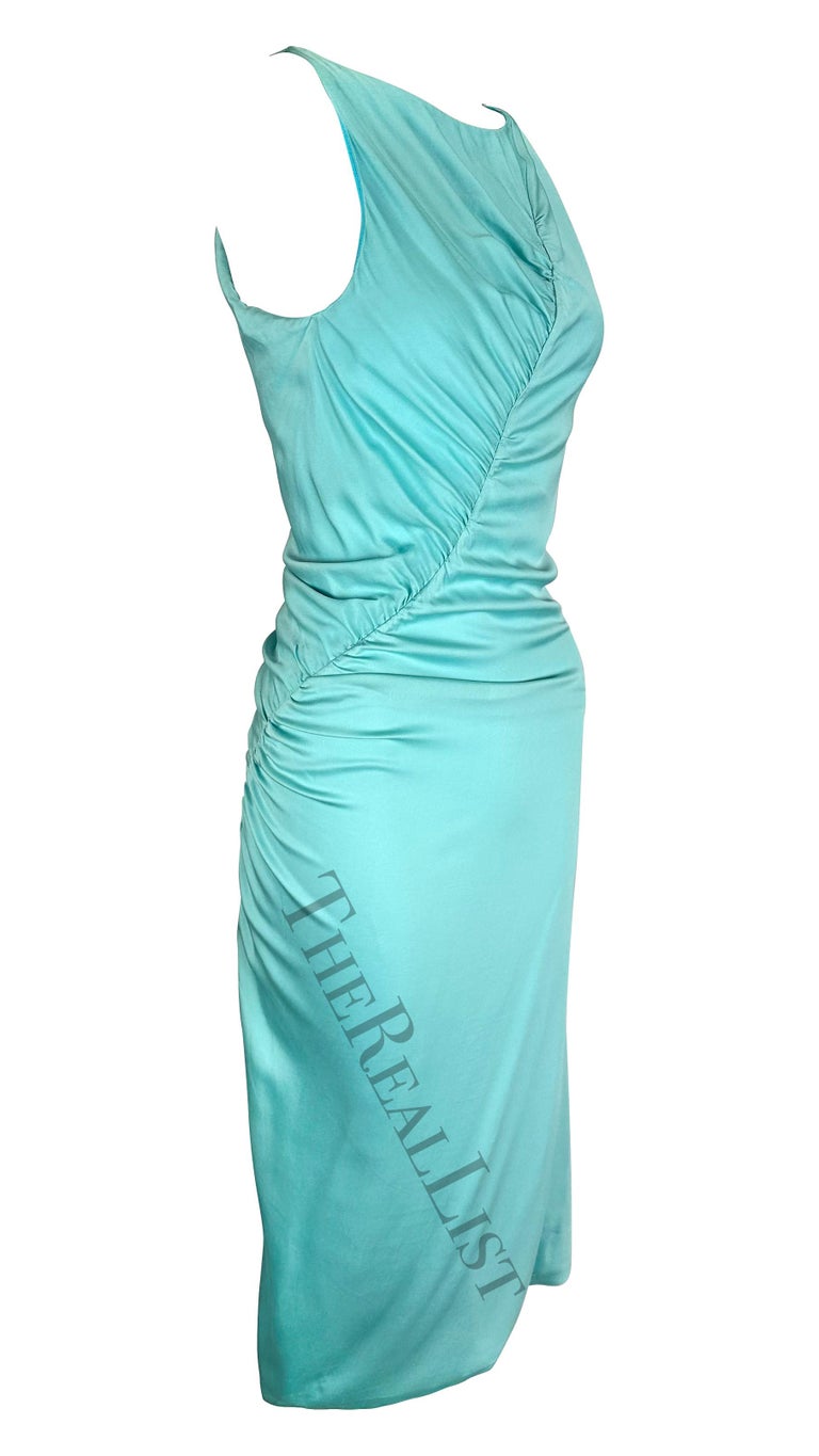 S/S 2001 Gucci by Tom Ford Baby Blue Ruched Sleeveless Dress For Sale ...