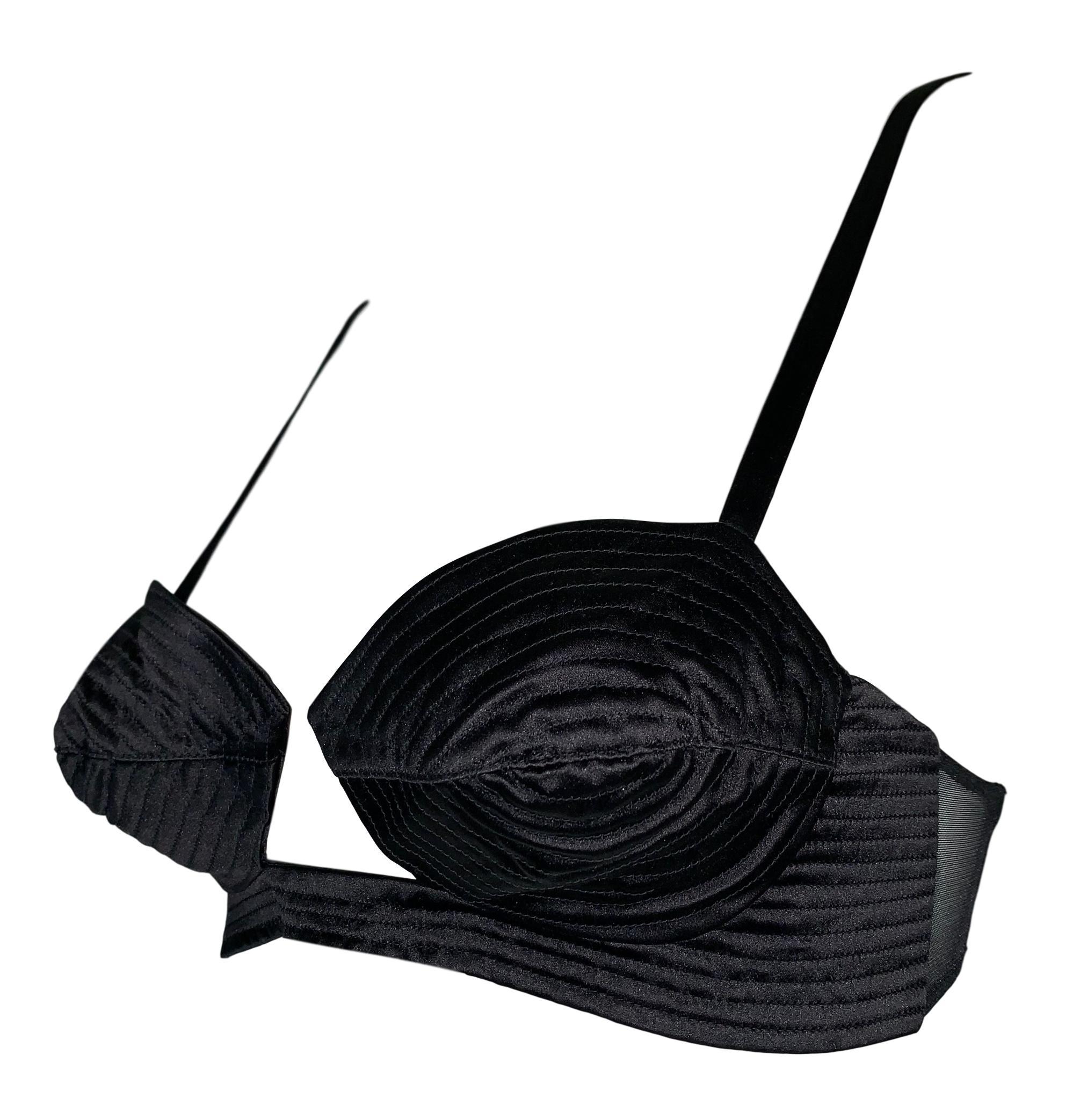 S/S 2001 Gucci by Tom Ford Black Satin Runway Cone Bra Top 42 For Sale ...
