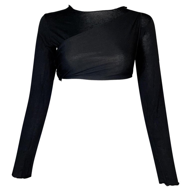 S/S 2001 Gucci by Tom Ford Runway Black Cut-Out Crop Top Shirt For Sale ...