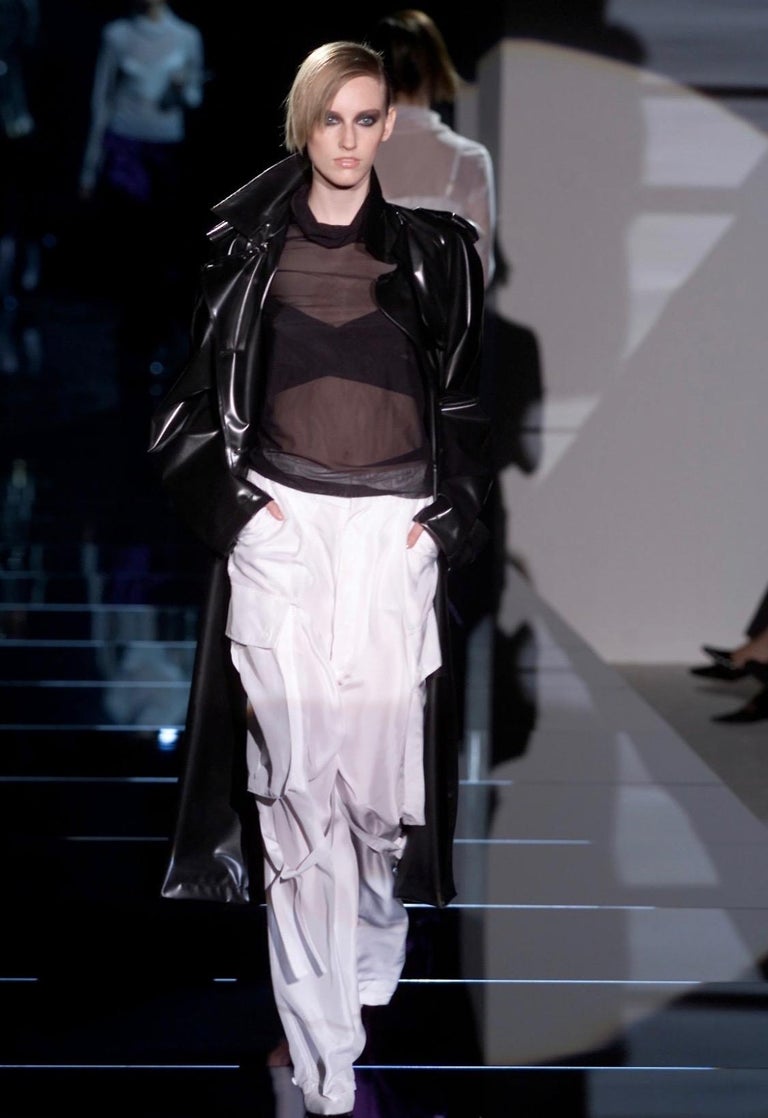 S S 2001 Gucci By Tom Ford Runway Black Satin Crossover Bralette Top