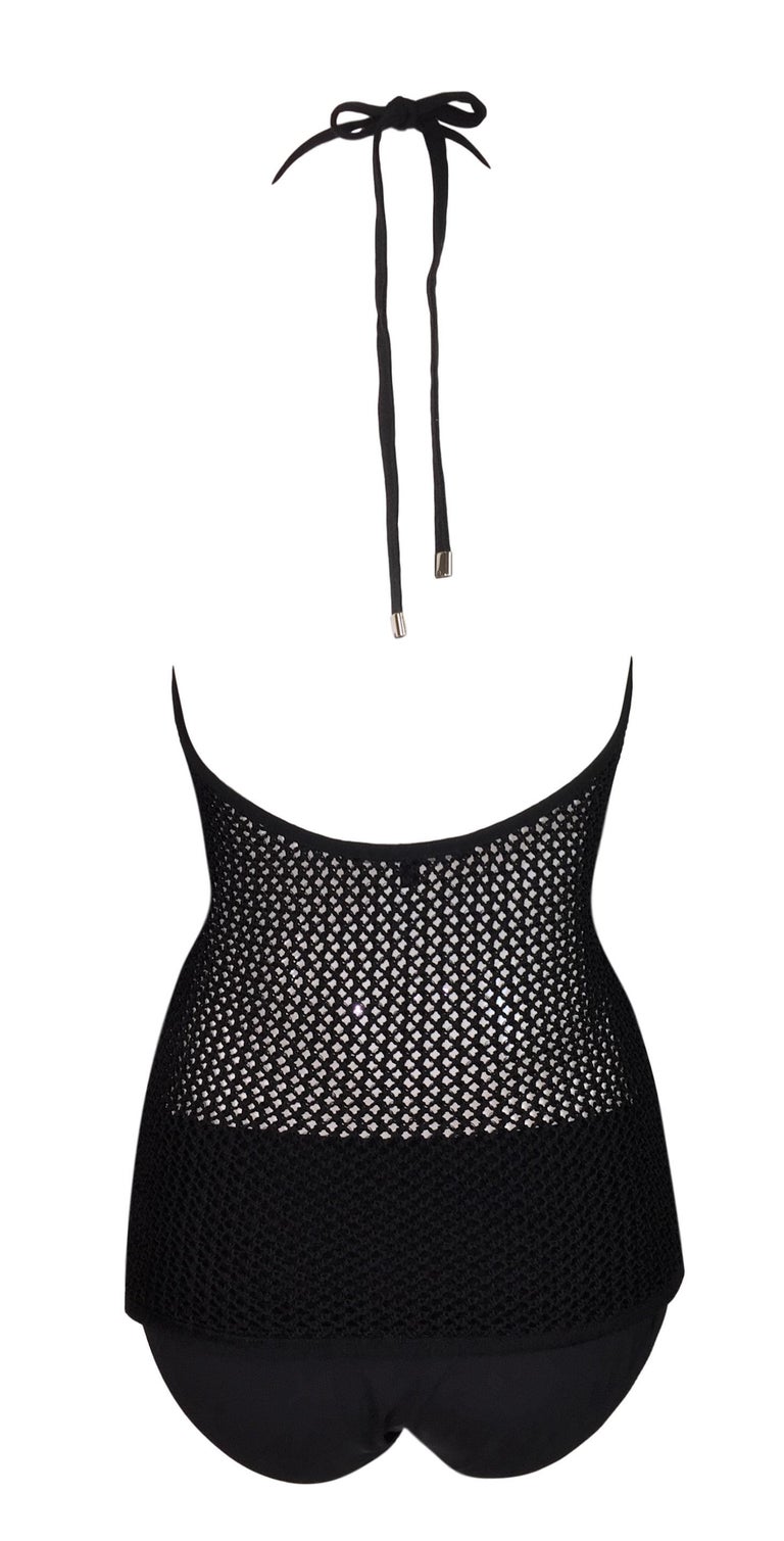 S/S 2001 Gucci Tom Ford Black Sheer Fishnet Halter Top and Bikini ...