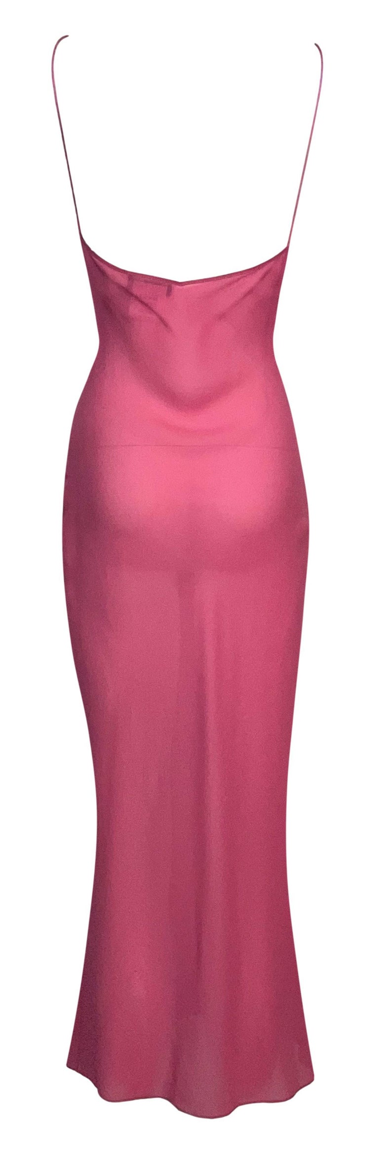S/S 2002 Christian Dior John Galliano Rihanna Sheer Pink Silk High Slit ...