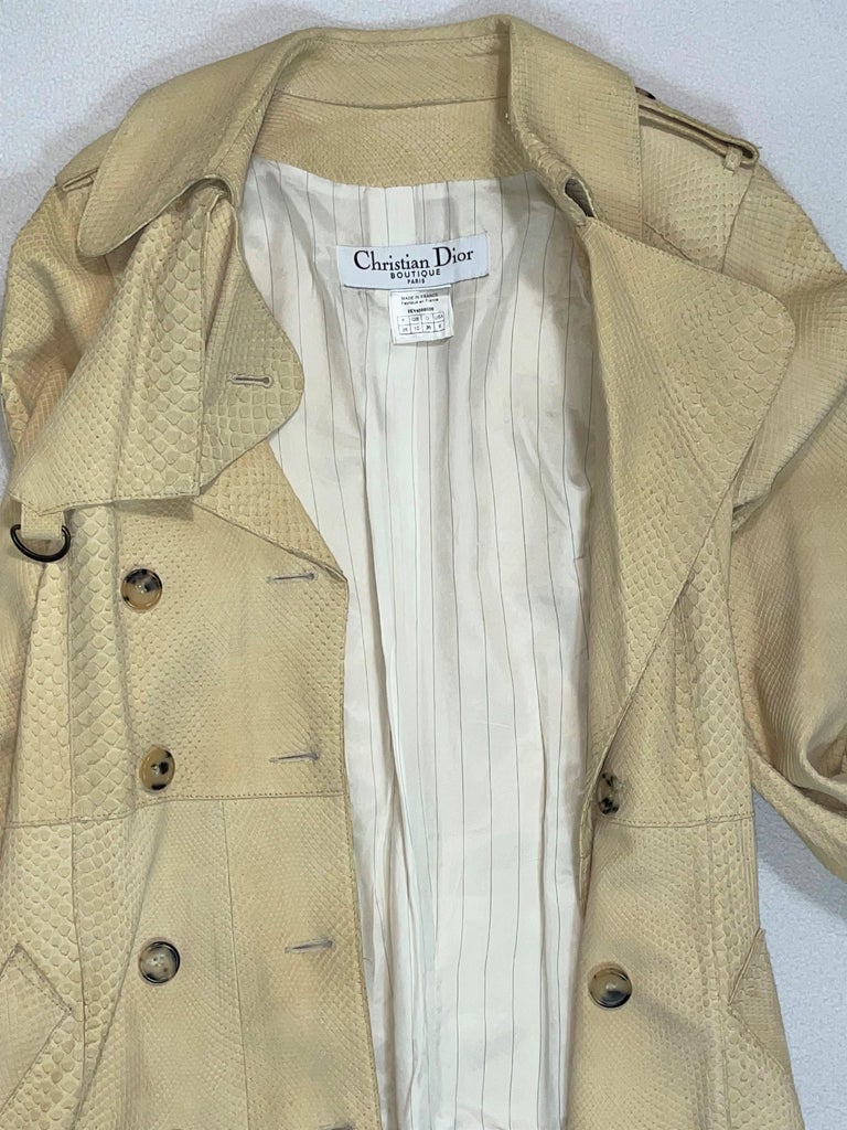 S/S 2002 Christian Dior John Galliano Runway Ivory Python Trench Coat ...