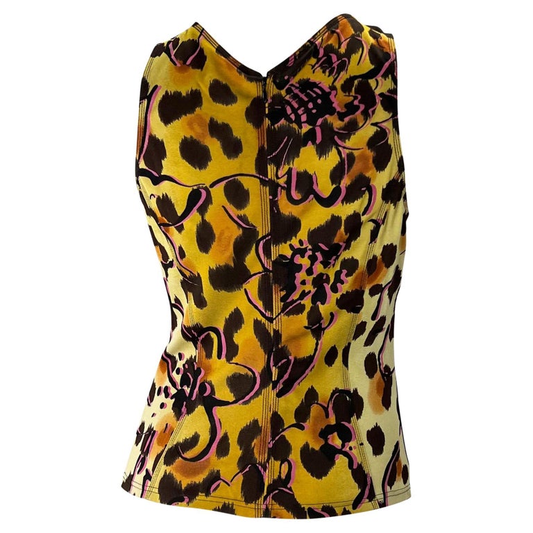 NWT S/S 2002 Gianni Versace by Donatella Animal Print Mesh Tank Top For ...