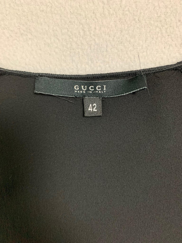 S/S 2002 Gucci by Tom Ford Runway Plunging Black Silk L/S Dress at 1stDibs