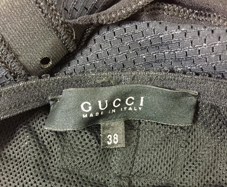 S/S 2002 Gucci Tom Ford Black Mesh Plunging Zipper Bodysuit and Shorts ...